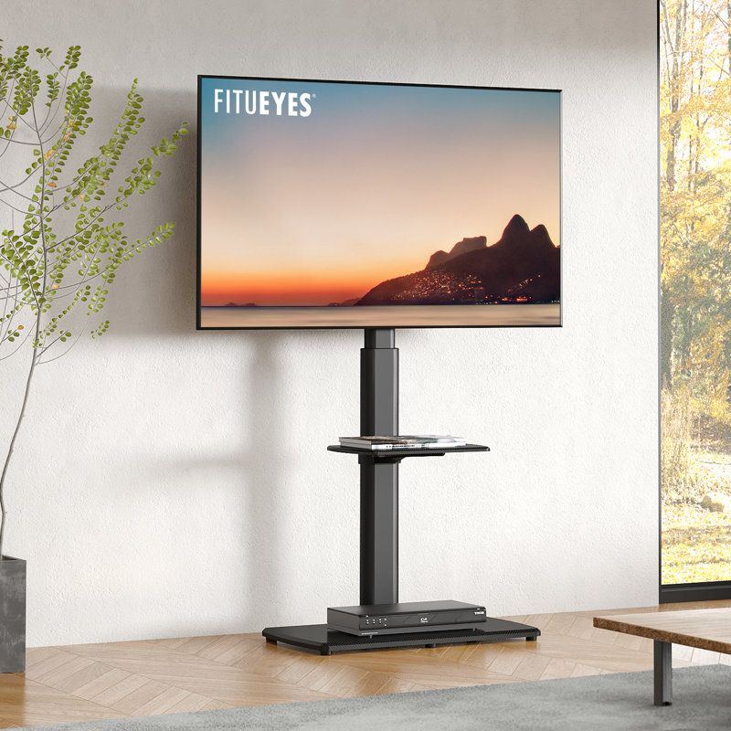 Fitueyes adjustable height tv stand with swivel mount for 60 to 75 inch unit heavy duty store